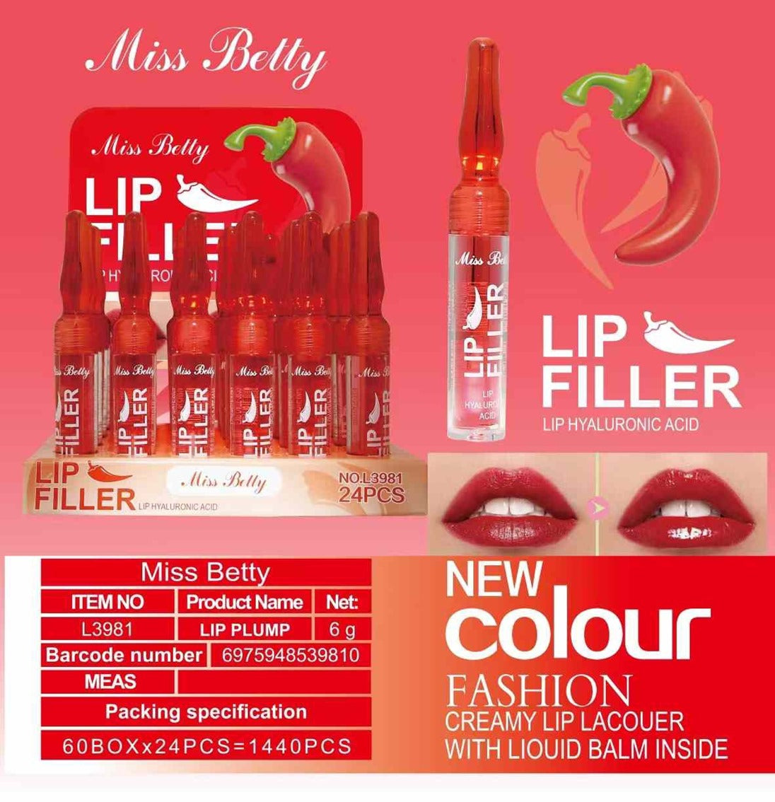 ENGLOSADOR DE CHILE MISS BETY 24 PCS L3981 – Cosméticos Los Angeles